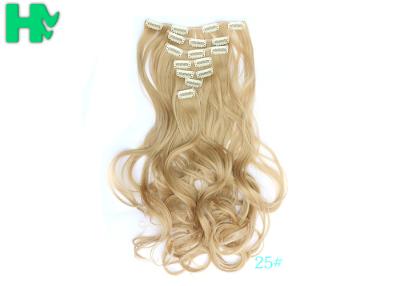 China Blonde 16 Inch Synthetic Clip In Hair Extensions High Temperature Fiber 100g for sale