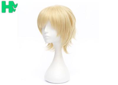 China Male White Cosplay Wig Short Human Hair Customized 150-300g Heat Resistant Synthetic for sale
