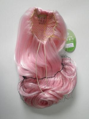 China 24 Inch Curly Pink Ponytail Hair Piece Synthetic Heat Resistant Fiber for Women Party Wedding for sale