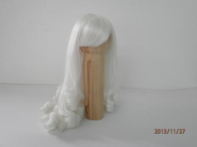 China Customized White Doll Hair Wigs Tangle Free Synthetic Hair Wigs 8-9 Inch 130% Density for sale