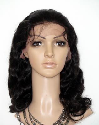 China Natural Hairline Curly Black Brazilian Front Lace Wigs With Bangs 20 Inch 150% Density for sale