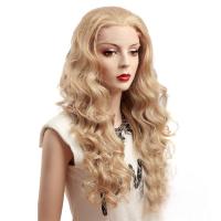 China Blonde Deep Wave Synthetic Front Lace Wig 22 Inch for White Women for sale