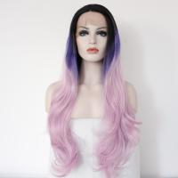 China Long Kinky Curly Synthetic Front Lace Wig Body Wave 22 Inch Tangle Free for sale