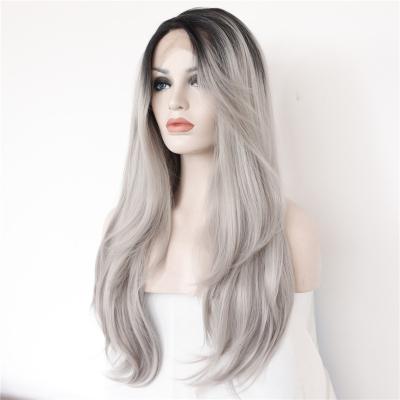 China 5A Ombre Synthetic Front Lace Wig Deep Wave 12-36 Inch Tangle Free for sale