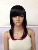 China Long Straight Synthetic Wigs Heat Resistant Fiber with Bangs S M L XL 2XL for sale
