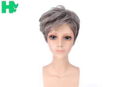 China 14 Inch Men Hair Wig Black Mixed Grey Kanekalon Fiber Professional Synthetic Hair for sale