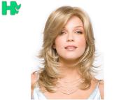 China 16 Inch Clip In Hair Extensions Natural Hairline Full Lace Wig Light Blonde 300g for sale