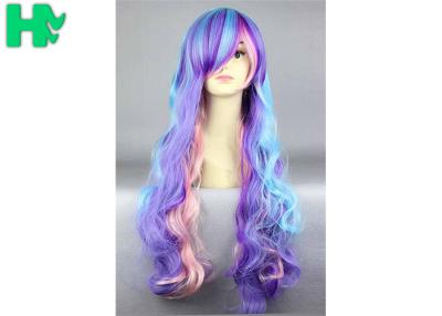 China Colorful Curly Natural Looking Synthetic Wigs Women Non Flammable 22 Inch for sale