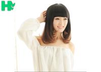 China Natural Straight Heat Resistant Fiber Lace Front Wig Dark Brown 8-30 Inch 120% Density for sale