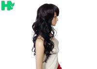 China High Temperature Fiber Long Synthetic Wig Side Fringe Light Brown 20 Inch 130% Density for sale