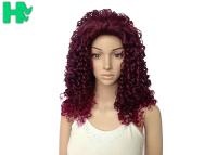 China Kinky Curly Long Synthetic Wig 100% Kanekalon Fiber Natural Hairline Mixed Color for Women for sale