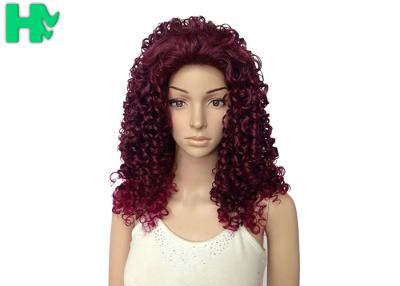 China Kinky Curly Long Synthetic Wig 100% Kanekalon Fiber Natural Hairline Mixed Color for Women for sale