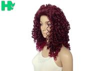 China Body Wave Wine Red Long Synthetic Wig Afo Kinky Curly 18 Inches Heat Resistant for sale