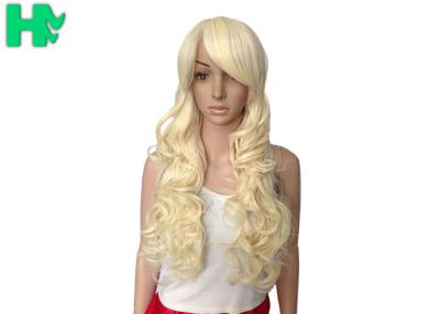 China Natural Curly Long Synthetic Wig 28 Inch Heat Resistant Fiber Tangle Free Blonde for sale