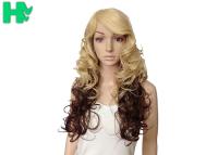 China Dark Blonde Long Synthetic Wig Normal Lace Natural Curly Fiber 100% Kanekalon for sale