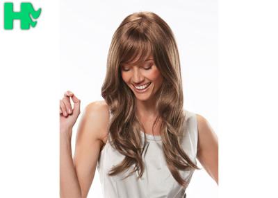 China Fashion Side Bang Heat Resistant Synthetic Hair Wig Dark Brown Mixed Blonde 26 Inch Lace Front for sale