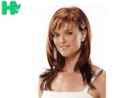 China Synthetic Wig Black Side Bang Fluffy Medium Straight 12-26 Inch Heat Resistant Fiber for sale