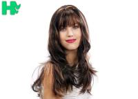 China Layered Mixed Color Long Full Bang Synthetic Hair Wig 8-32 Inch Heat Resistant for sale
