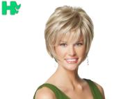 China Fluffy Light Brown Short Fiber Wig Natural Looking Synthetic Wigs for Women OEM for sale