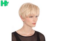 China 100% Kanekalon Light Blonde Synthetic Hair Wig Short Layers Fiber Wig 150g 20inch for sale