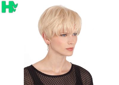 China 100% Kanekalon Light Blonde Synthetic Hair Wig Short Layers Fiber Wig 150g 20inch for sale