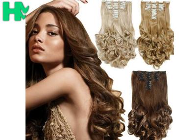China Clip On Synthetic Hair Extensions 8-30 Inch Blonde Curly Body Wave Soft No Tangle for sale