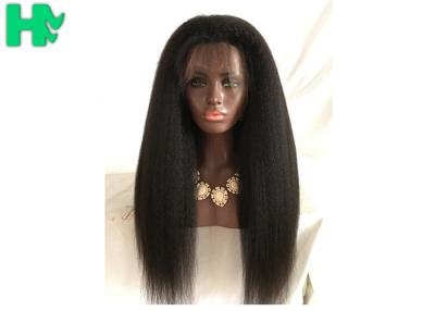 China Yaki Texture Long Synthetic Lace Front Wig Heat Resistant 8-30 inch Black Women for sale