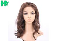 China Dark Brown Synthetic Lace Front Long Curly Wig 26 Inch High Temperature Fiber for sale