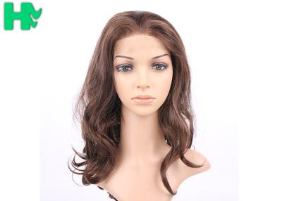 China Dark Brown Synthetic Lace Front Long Curly Wig 26 Inch High Temperature Fiber for sale