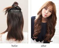 China Golden Synthetic Clip In Hair Extensions Long Curly Hair Weft 20-40 Inch 120g for sale