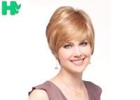 China Blonde Synthetic Hair Wig 8 Inch Straight High Temperature Fiber Wig for Women for sale