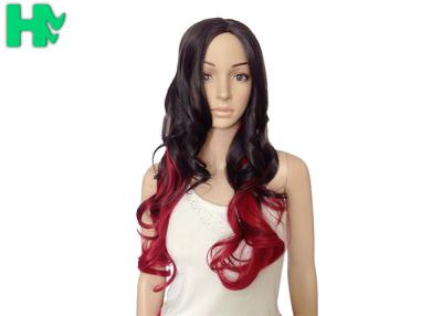 China Long Synthetic Wavy Wig 22 Inches Mixed Red Color Heat Resistant Fiber for sale