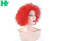 China Kinky Curly Red Synthetic Cosplay Wig Explosive Head Style for Football Fans 150g for sale