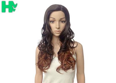 China Long Curly Full Lace Synthetic Wig Heat Resistant Fiber Black Mixed Brown 250g for sale