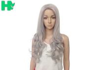China Silver White Long Synthetic Fiber Wig Natural Curly Without Bangs 8-32 Inch for sale