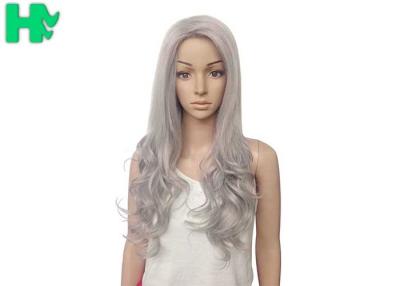 China Silver White Long Synthetic Fiber Wig Natural Curly Without Bangs 8-32 Inch for sale