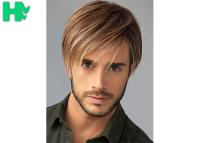 China Synthetic Hair Men Wig 10 inch Side Bang Natural Black Custom Color for sale