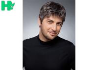 China Natural Black Layered Men Hair Wig Short Bangs 10inch Hot Wire Fiber Synthetic for sale
