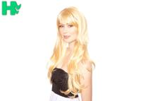 China Fashion Women Blonde Wavy Long Synthetic Wig 258g No Tangle Curly Hair for sale