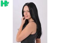 China Natural Black Skin Hairline Long Straight Synthetic Wig 20 Inch 200g Russian Style for sale