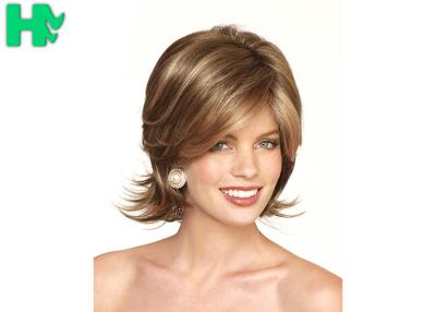China Natural Hair Line Brown Mixed Blonde Heat Safe Synthetic Wigs 10 Inch No Tangle For Women for sale