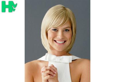 China Blonde Short Bob Wig 12 Inch with Side Bang High Temperature Synthetic Hair for Women for sale