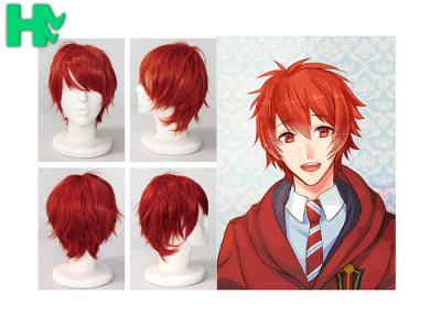 China Synthetic Short Wavy Red Cosplay Wig Heat Resistant Party Wig Free Size for sale
