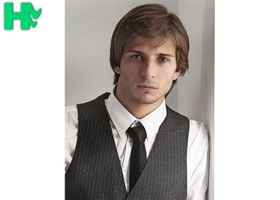 China 100% Synthetic Men Short Hair Wig 10 Inch Side Bang Natural Wavy for Young Men for sale