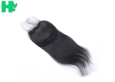 China 8A Grade Brazilian Straight Lace Closure 4x4 Human Hair Extensions Natural Black 8-30 Inch for sale
