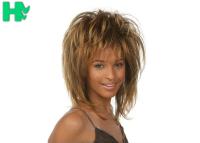 China Brown Short Synthetic Wig High Temperature Silk 14 Inch Heat Resistant Fiber for Ladies for sale