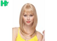 China Machine Made Natural Straight Synthetic Blonde Wig 16 Inch Heat Resistant Fiber for sale