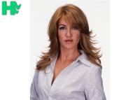 China Brown Non Lace Long Synthetic Hair Wig for Women 20 Inch Natural Look Heat Resistant for sale