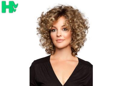 China Heat Resistant Fiber Short Curly Synthetic Hair Wig 12 Inch Brown Customizable for sale