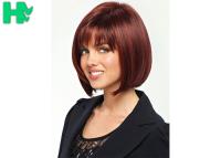 China Wholesale Machine Made Red Bob Wig Short Straight Synthetic Full Wigs for sale